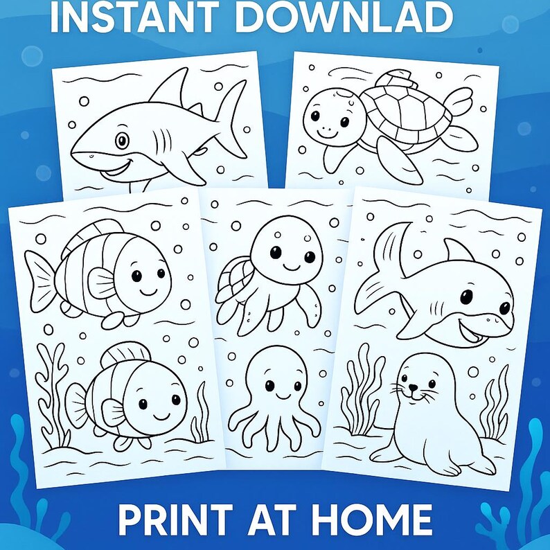 40 Sea Animals Coloring Pages for Kids – Ocean Creatures Activity Book ...