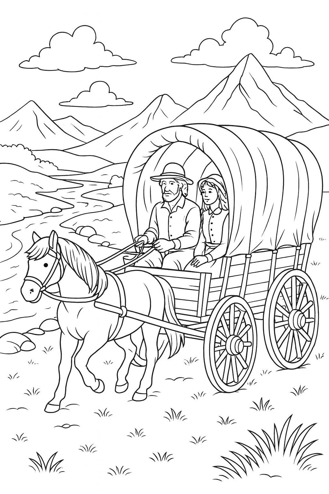 50 Life on the Prairie Coloring Pages | Western Farm Coloring Book ...