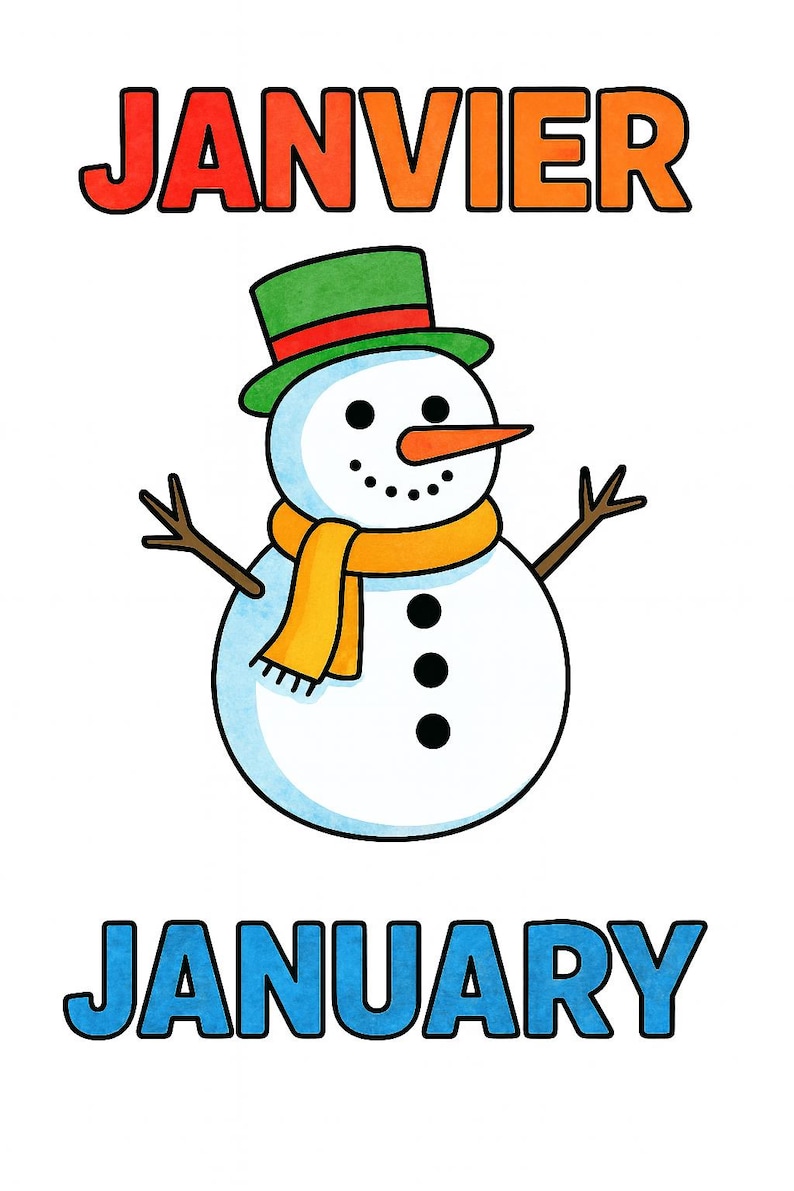 12 Months of the Year Coloring Pages | Bilingual French English ...
