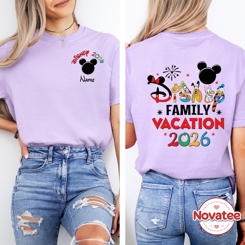Disney 2026 Family Vacation Shirts, Custom Name Mickey Trip Tee, Disneyland World Matching Group ...