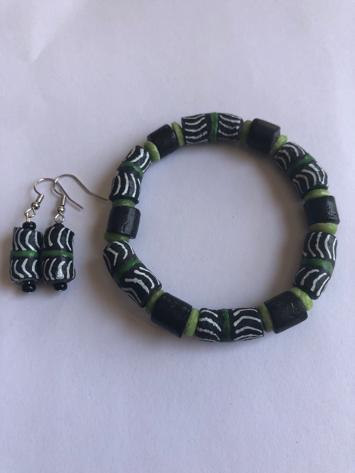 Green and Black Tribal Jewelry Set - Etsy