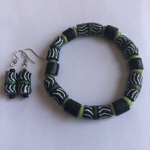 Green and Black Tribal Jewelry Set - Etsy
