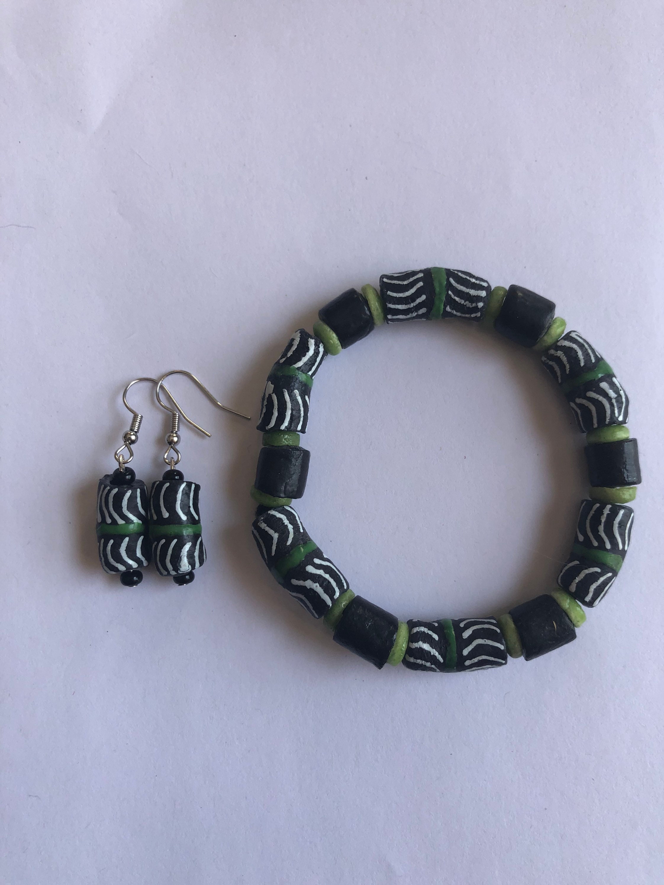 Green and Black Tribal Jewelry Set - Etsy