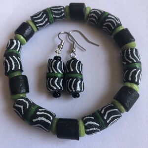 Green and Black Tribal Jewelry Set - Etsy