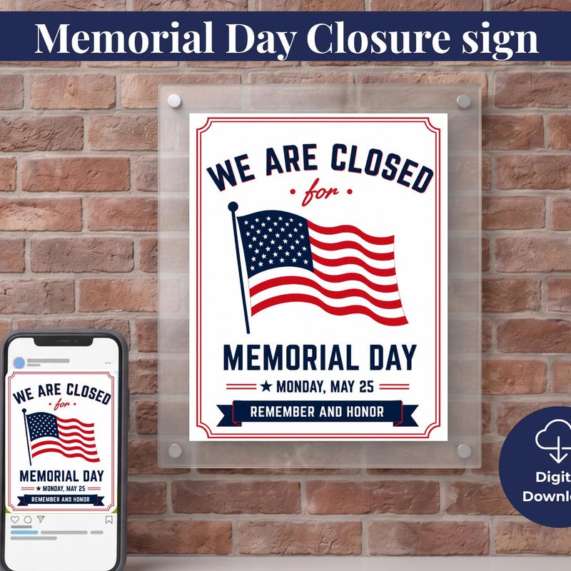 Memorial Day Holiday Closing Sign - Etsy
