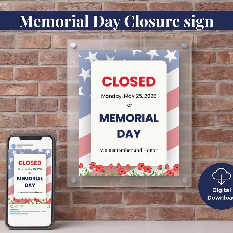 Memorial Day Holiday Closing Sign - Etsy