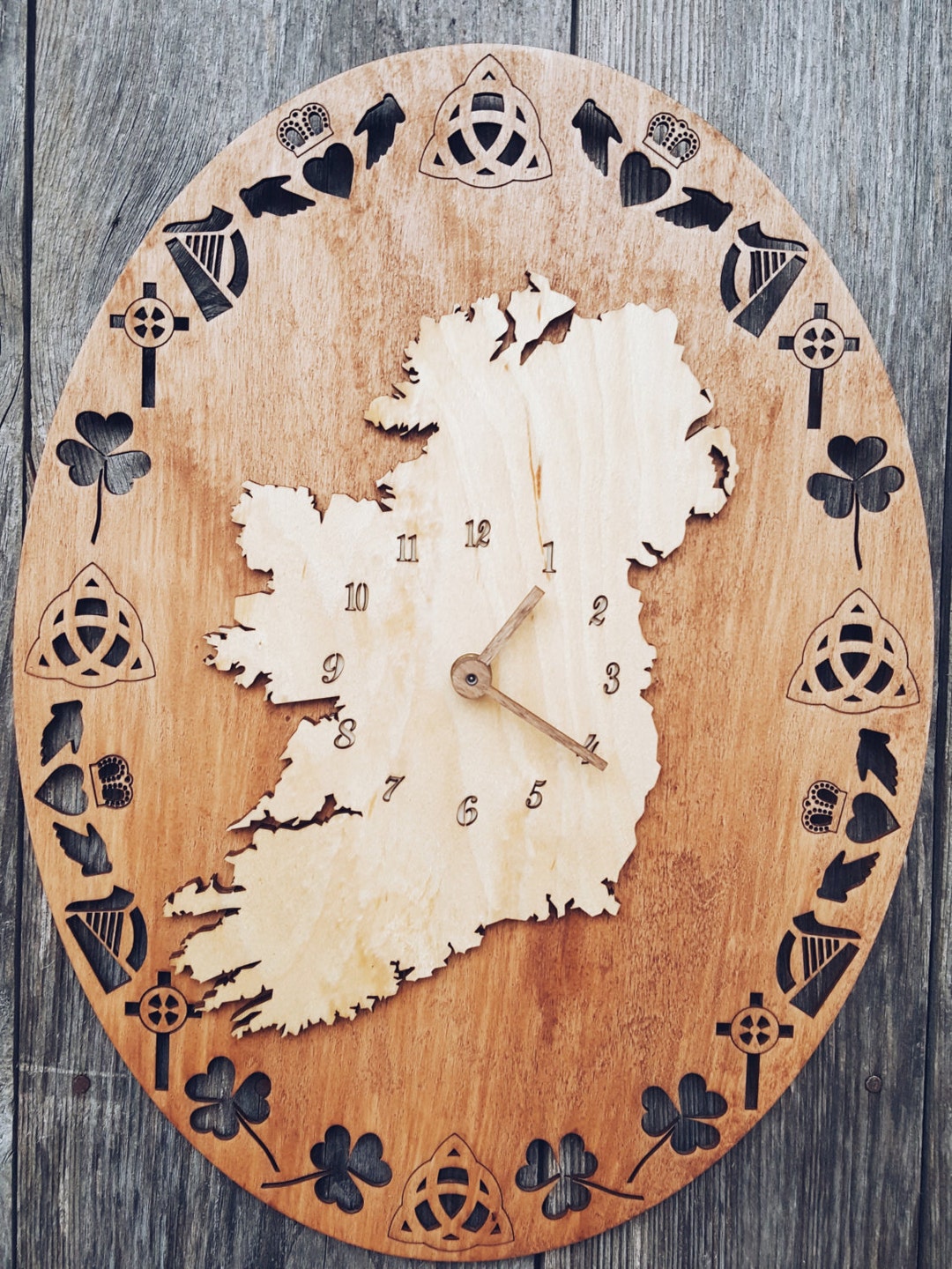 Ireland Clock 11.8"x15.7" / Wood Wall Clock / Map of Ireland / Large ...