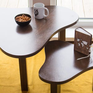 Sculptural Modern Wood Coffee Table Set | Handmade Nesting Kidney Bean ...