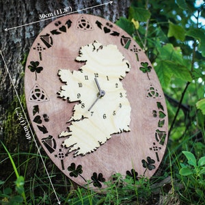 Ireland Clock 11.8"x15.7" / Wood Wall Clock / Map of Ireland / Large ...