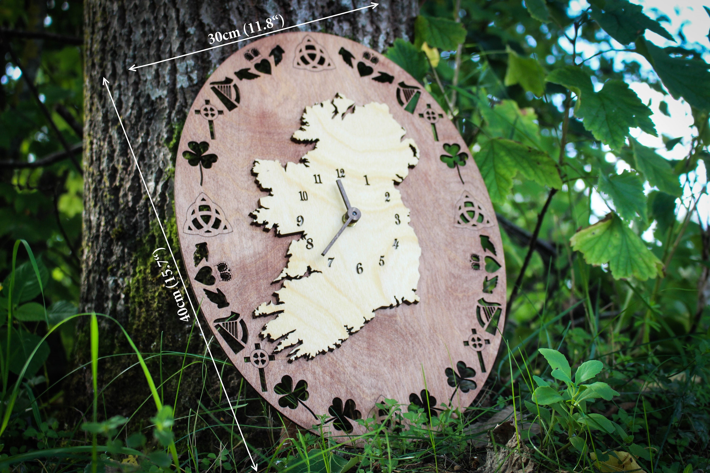 Ireland clock 11.8x15.7 / Wood wall clock / Map of | Etsy