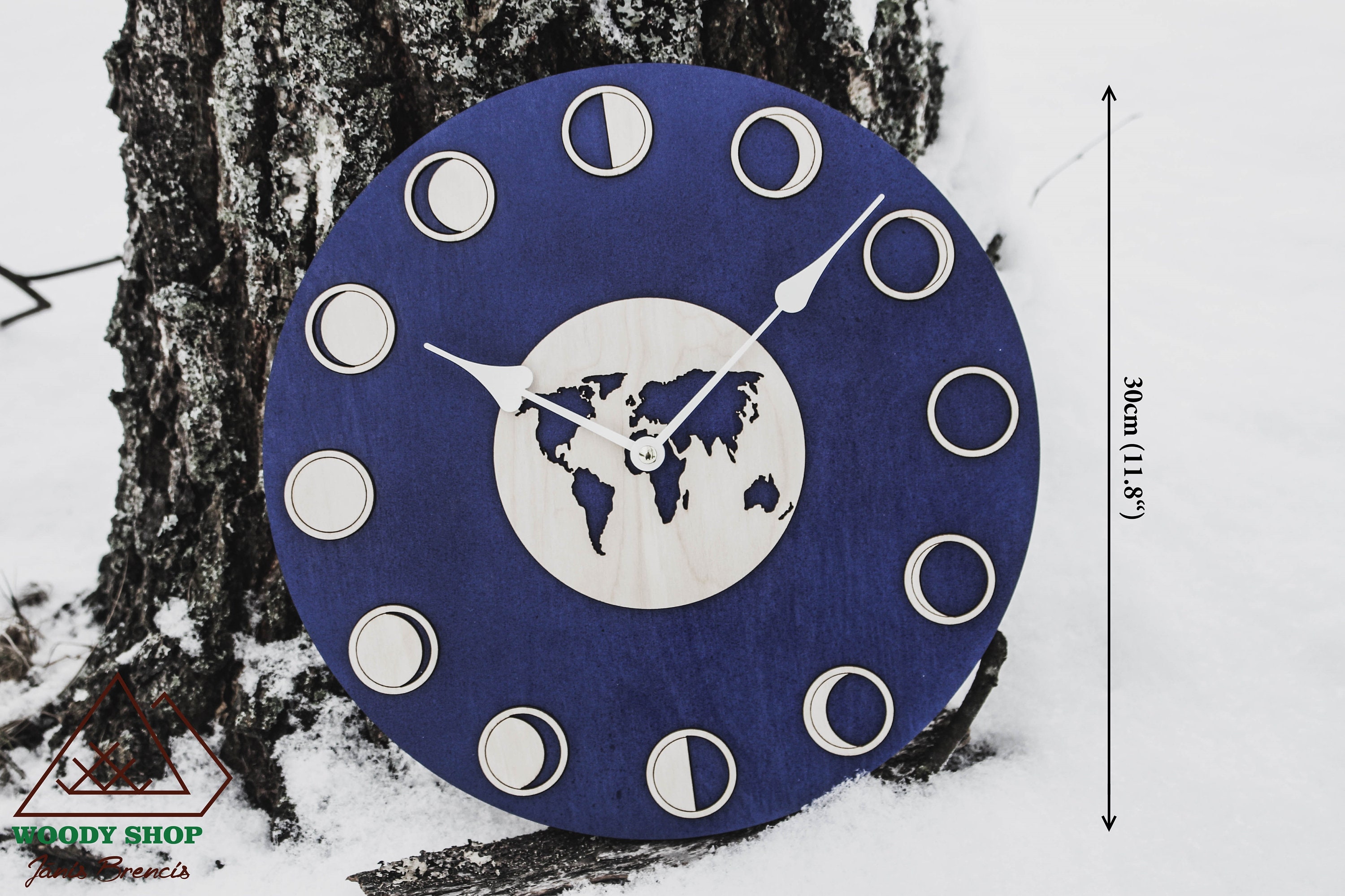 Moon Phase / Wooden Clock 11.8/ Moon Wall Hanging / Moon | Etsy