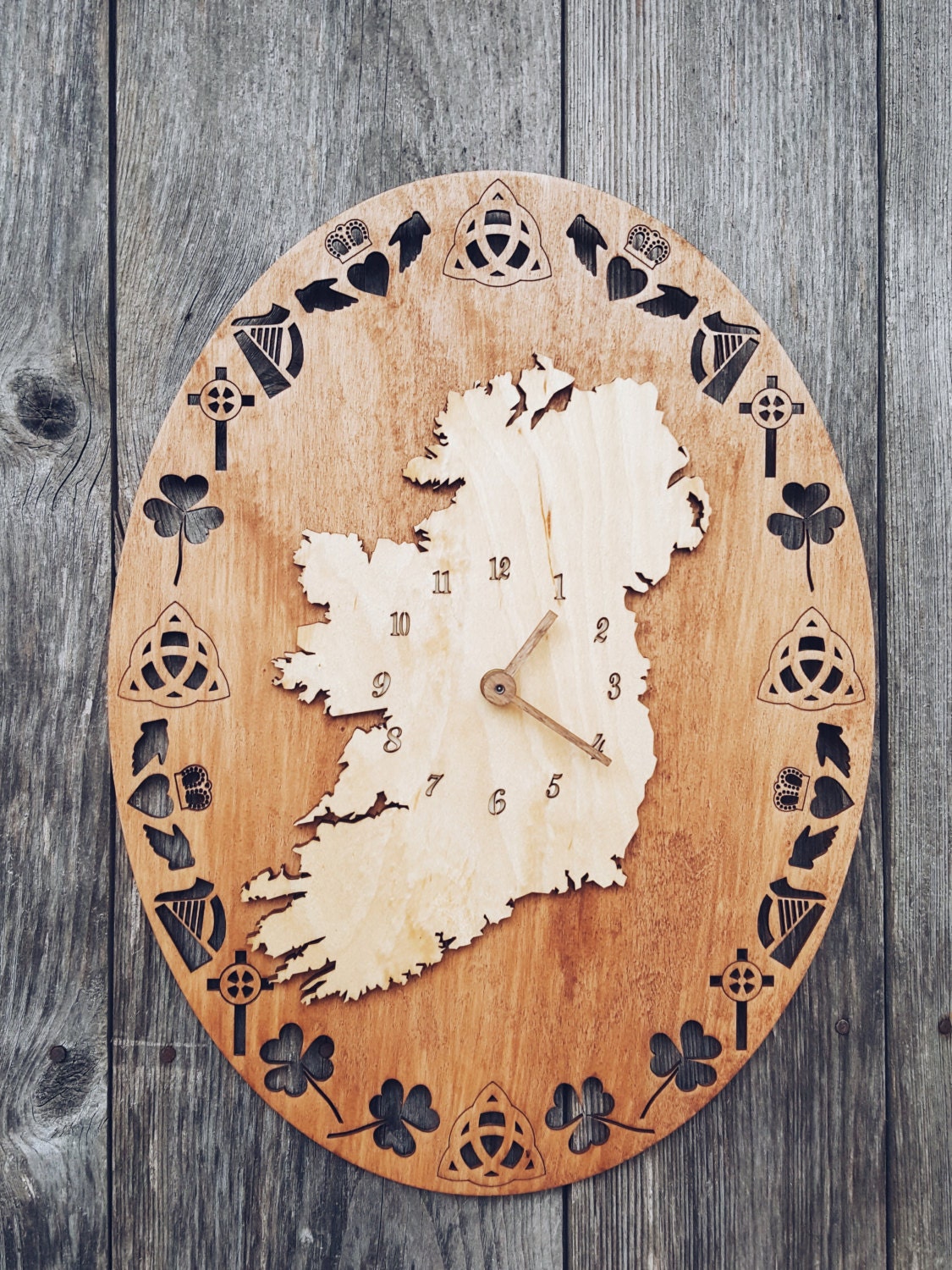 Ireland clock 11.8x15.7 / Wood wall clock / Map of | Etsy
