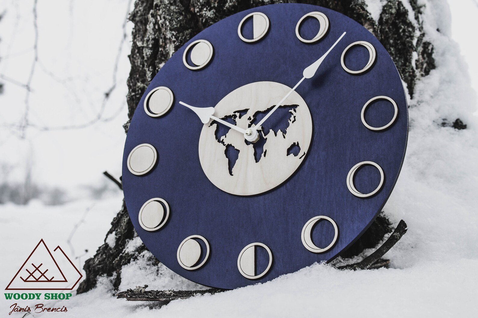 Moon Phase / Wooden Clock 11.8/ Moon Wall Hanging / Moon | Etsy