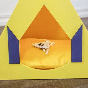 Triangle Cat House With Decorative Blue Doors, Cat Bed, Canada ...