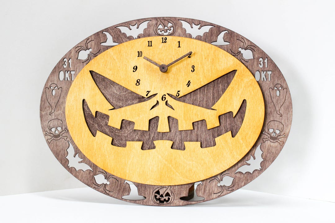 Pumpkin Decorations / Scary Halloween Decor / Large Wall Clock ...