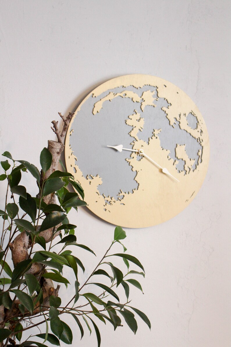 Moon Clock 15.7 / Large Wall Clock / Moon Wall Hanging / - Etsy