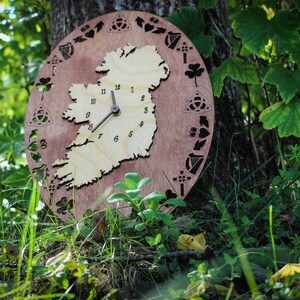 Ireland Clock 11.8"x15.7" / Wood Wall Clock / Map of Ireland / Large ...