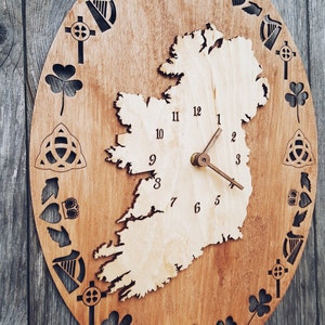 Ireland Clock 11.8"x15.7" / Wood Wall Clock / Map of Ireland / Large ...