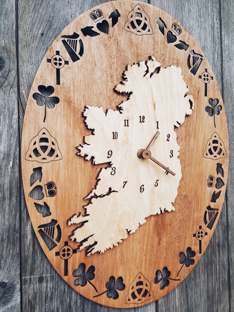 Ireland Clock 11.8x15.7 / Wood Wall Clock / Map of - Etsy