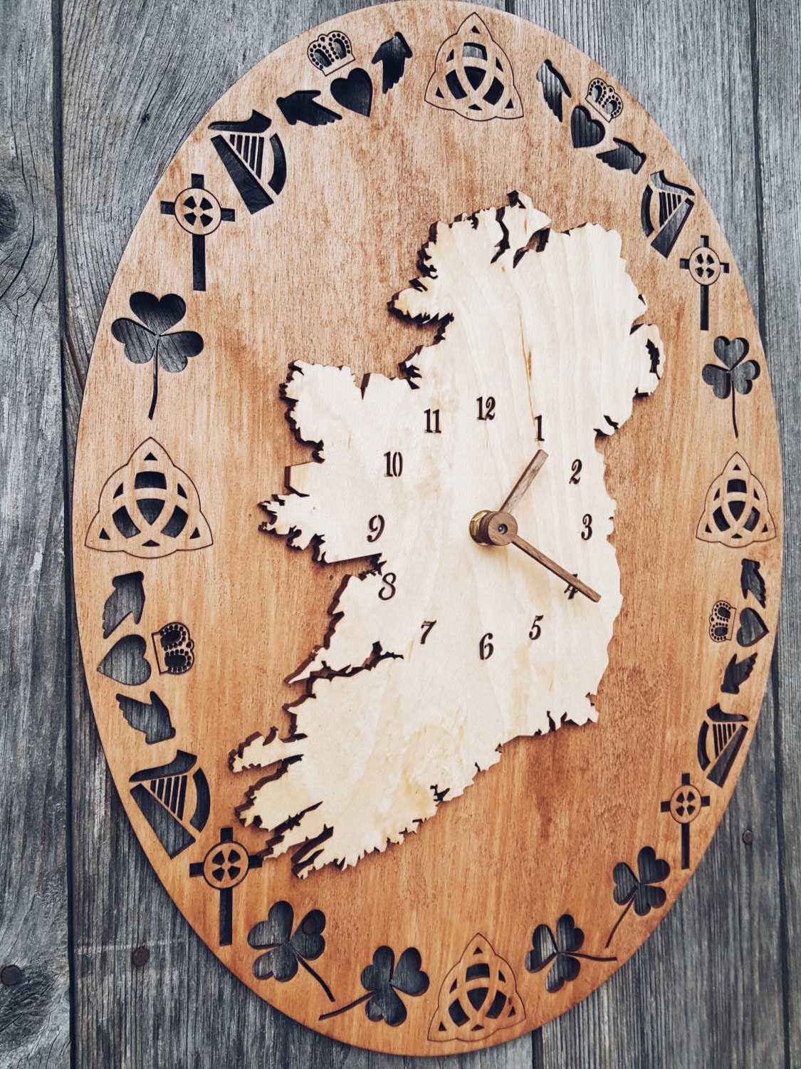 Ireland clock 11.8x15.7 / Wood wall clock / Map of | Etsy
