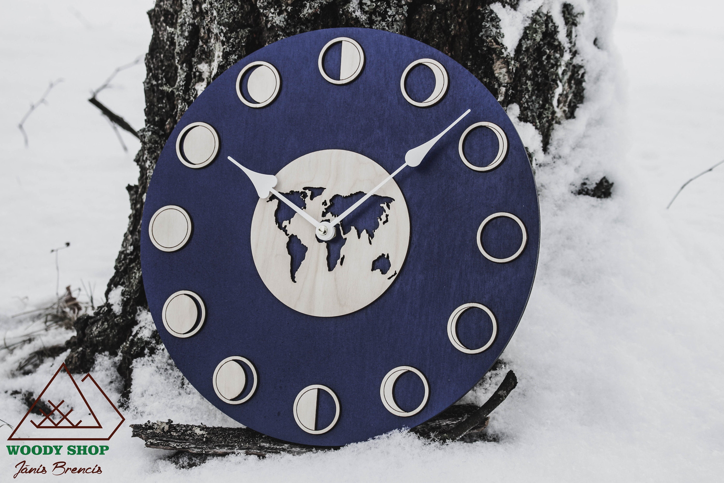 Moon Phase / Wooden Clock 11.8/ Moon Wall Hanging / Moon | Etsy