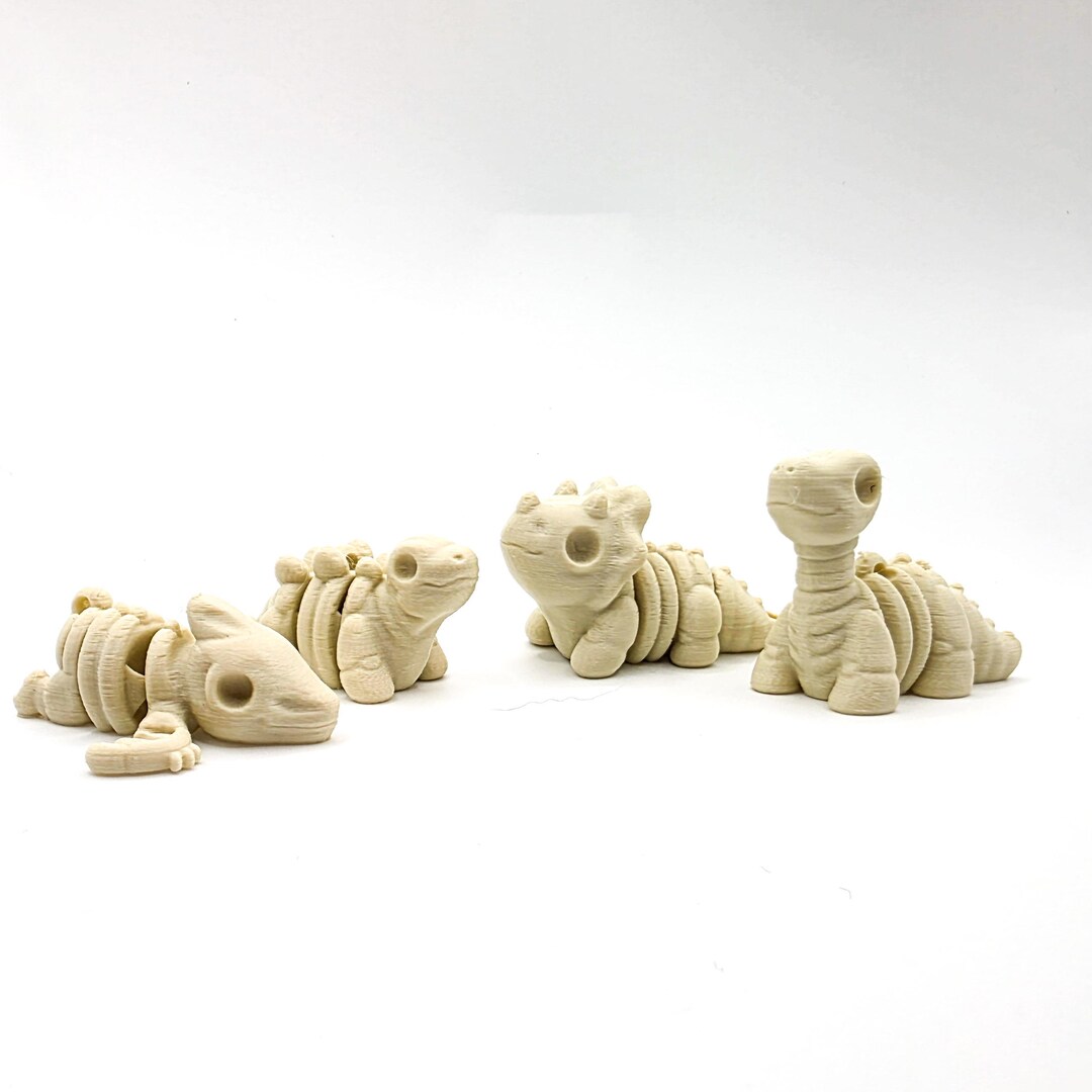 3D Printed Dinosaur Skeleton Set of 4, Keychain, Ornament, Fidget Ready ...