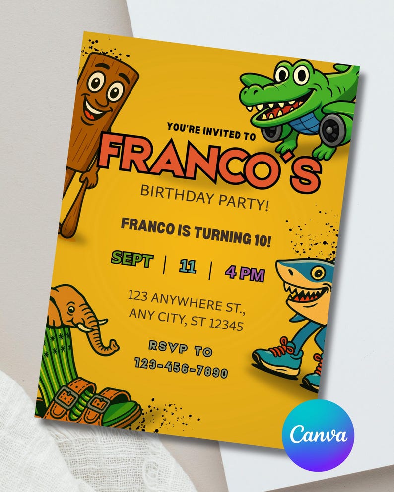 “italian Brainrot” Birthday Invitation, Editable Canva Digital ...