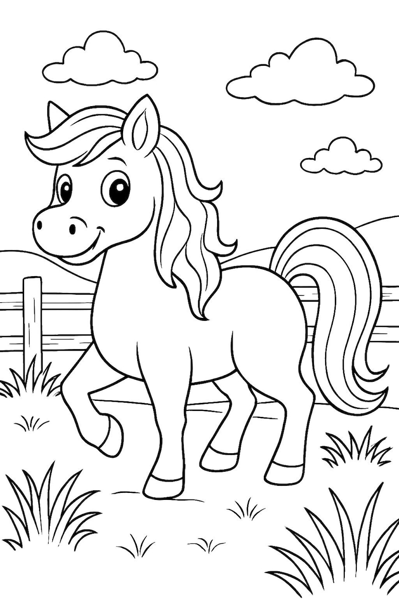 Horse & Pony Coloring Pages | 10 Cute Printable Coloring Sheets for ...