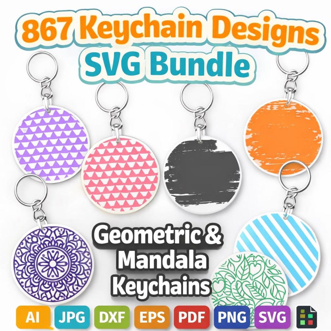 867 Keychain Pattern SVG Bundle, Round Pattern Svg, Circle Patterns Svg ...
