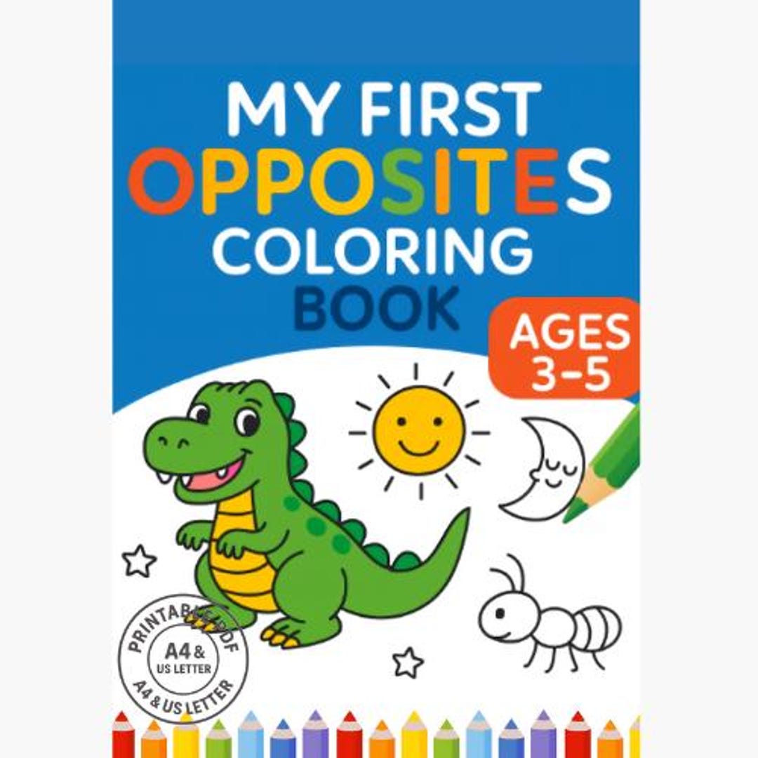 Printable Opposites Coloring Book for Kids | Educational Activity Book ...