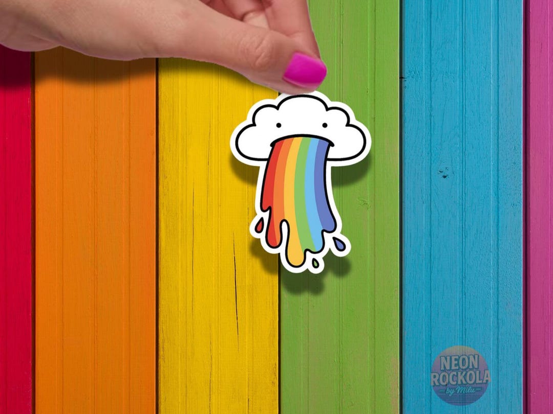 Rainbow Vomiting Cloud Kiss-cut Stickers - Etsy