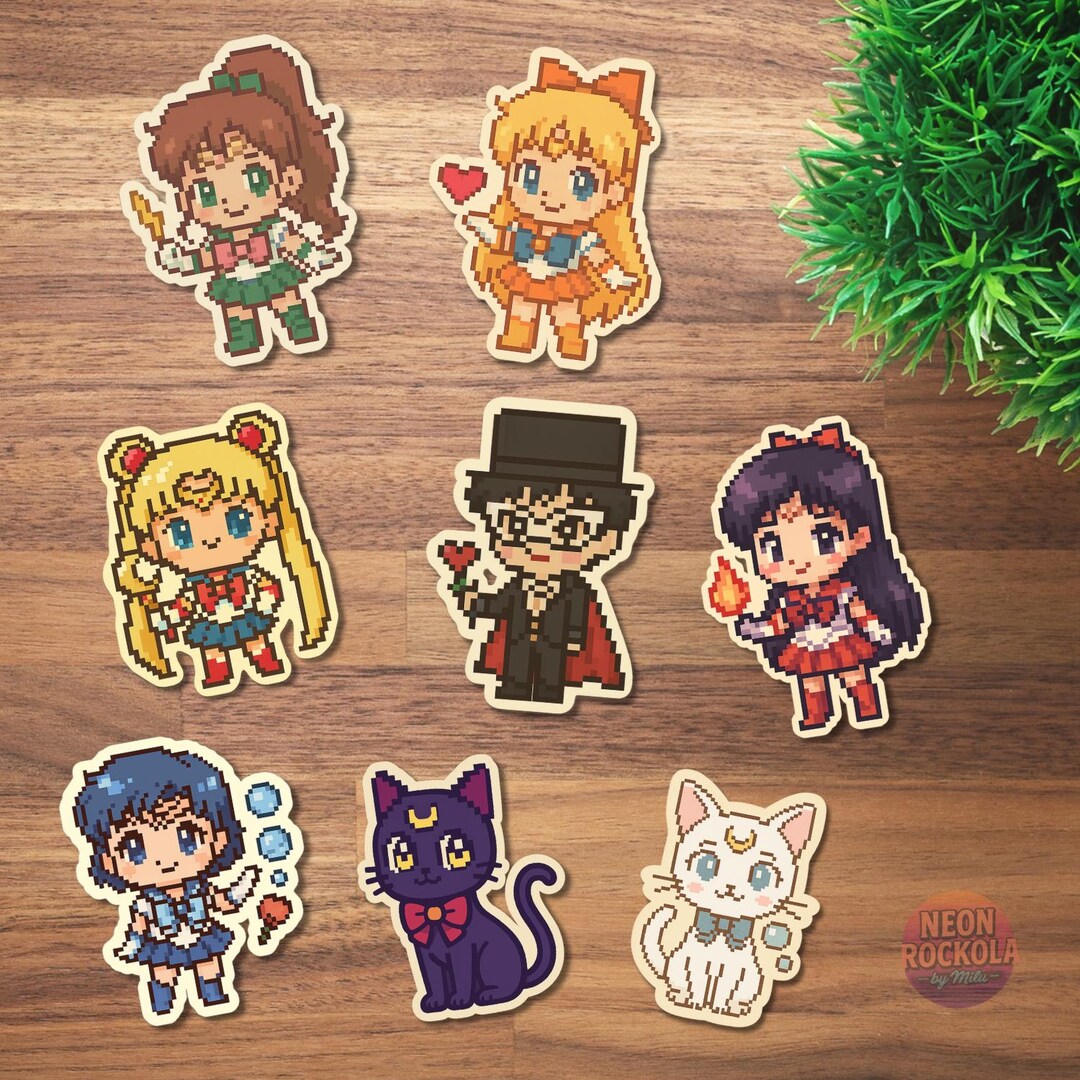 Pixel Art Sailor Scouts Stickers | Anime Inspired Vinyl Stickers | Cute ...