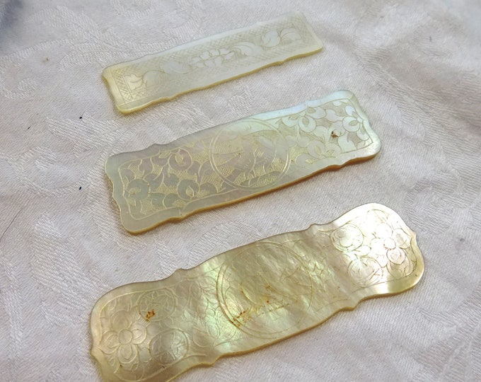 Three Antique Mother of Pearl Counters or Silk Thread Winders Vintage ...