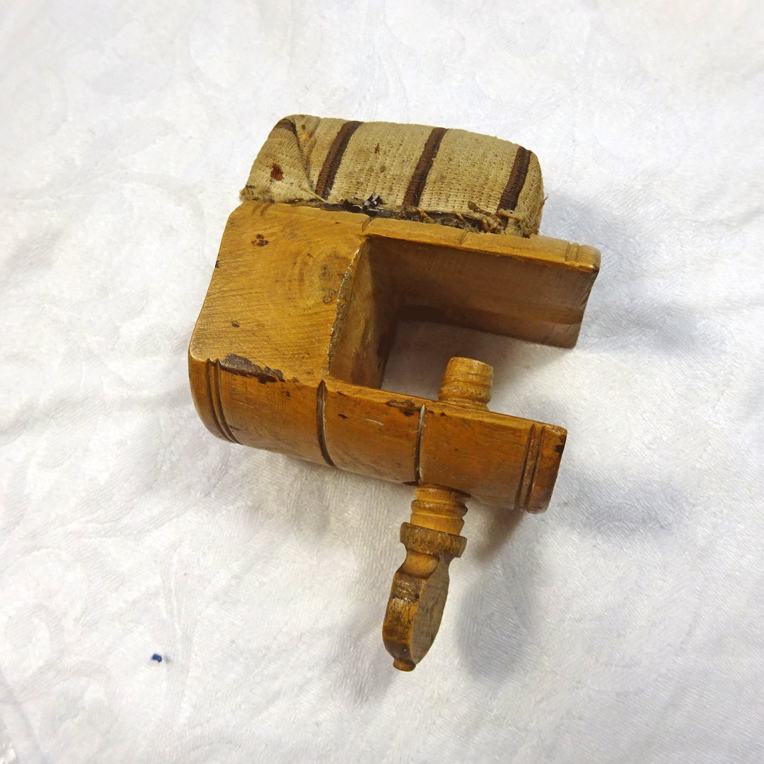 Antique Small Wooden Sewing Clamp With Pin Cushion Antique - Etsy