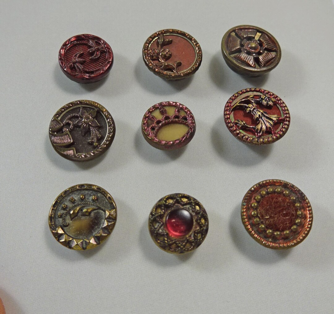 Collection of 9 small vintage/antique buttons Austrian tinies Assorted ...