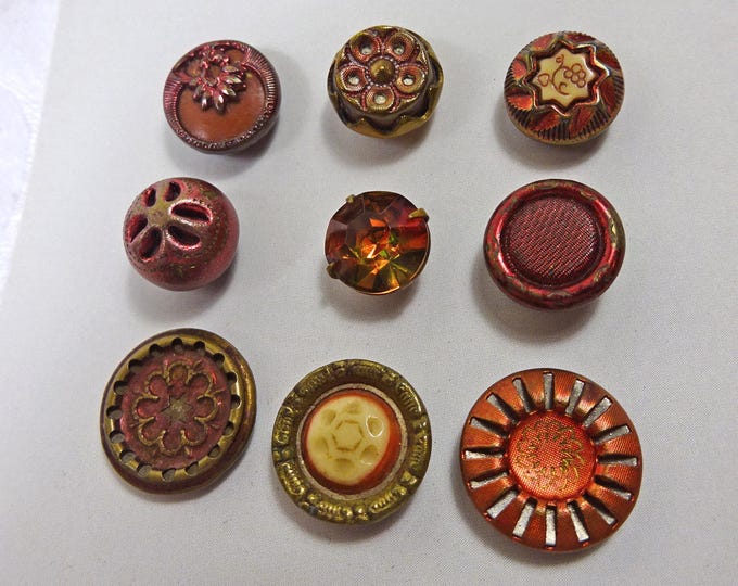 Group of Small Vintage/antique Buttons - Shades of Red (ref ESB233) - Etsy