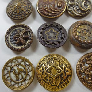 Collection of 12 Small Vintage/antique Metal Buttons Assorted Designs ...