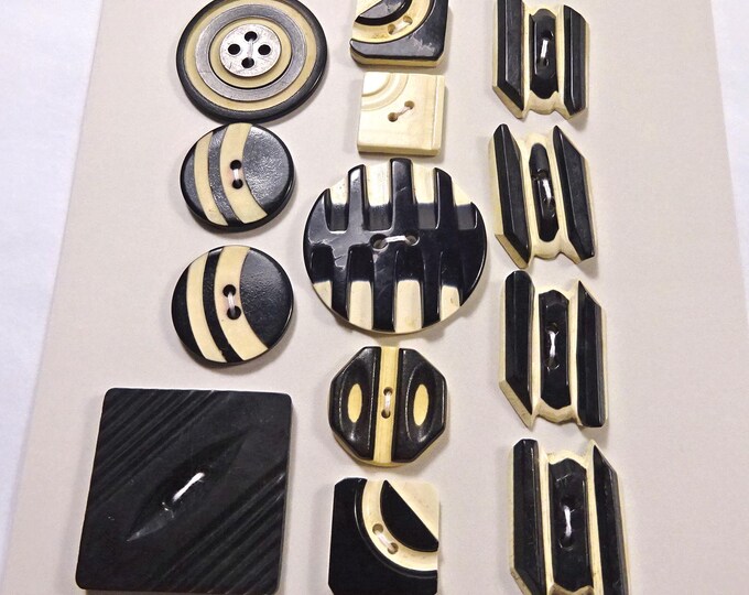 Vintage Art Deco Buttons - Black and White, Two-tone, Molded and ...