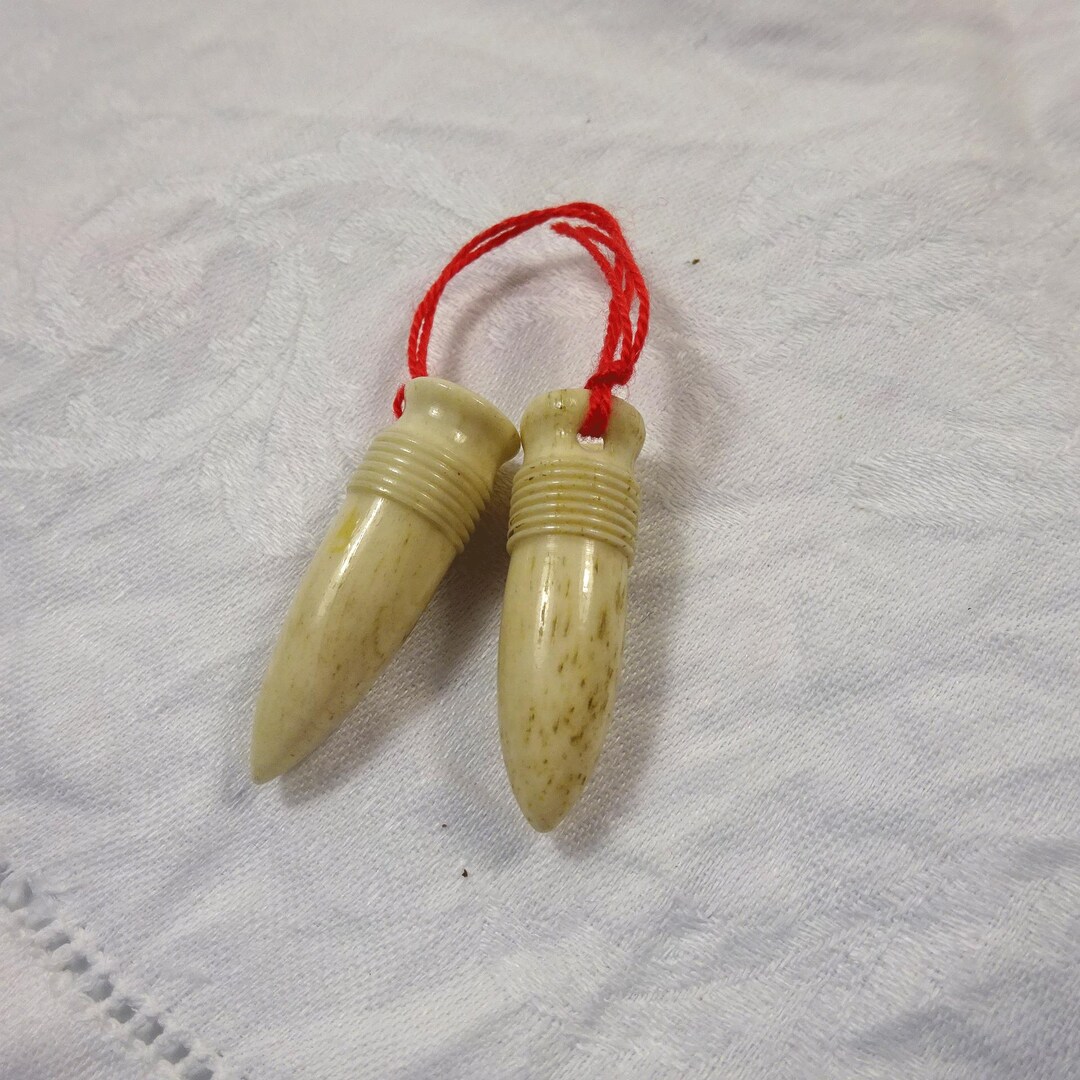 Pair of Antique Bone Knitting Needle Guards Vintage/antique Needlework ...