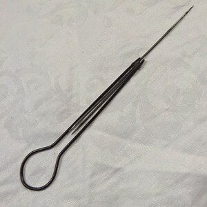 Pair of Fine Metal Crochet Hooks or Lace Making Tools, One Retractible ...