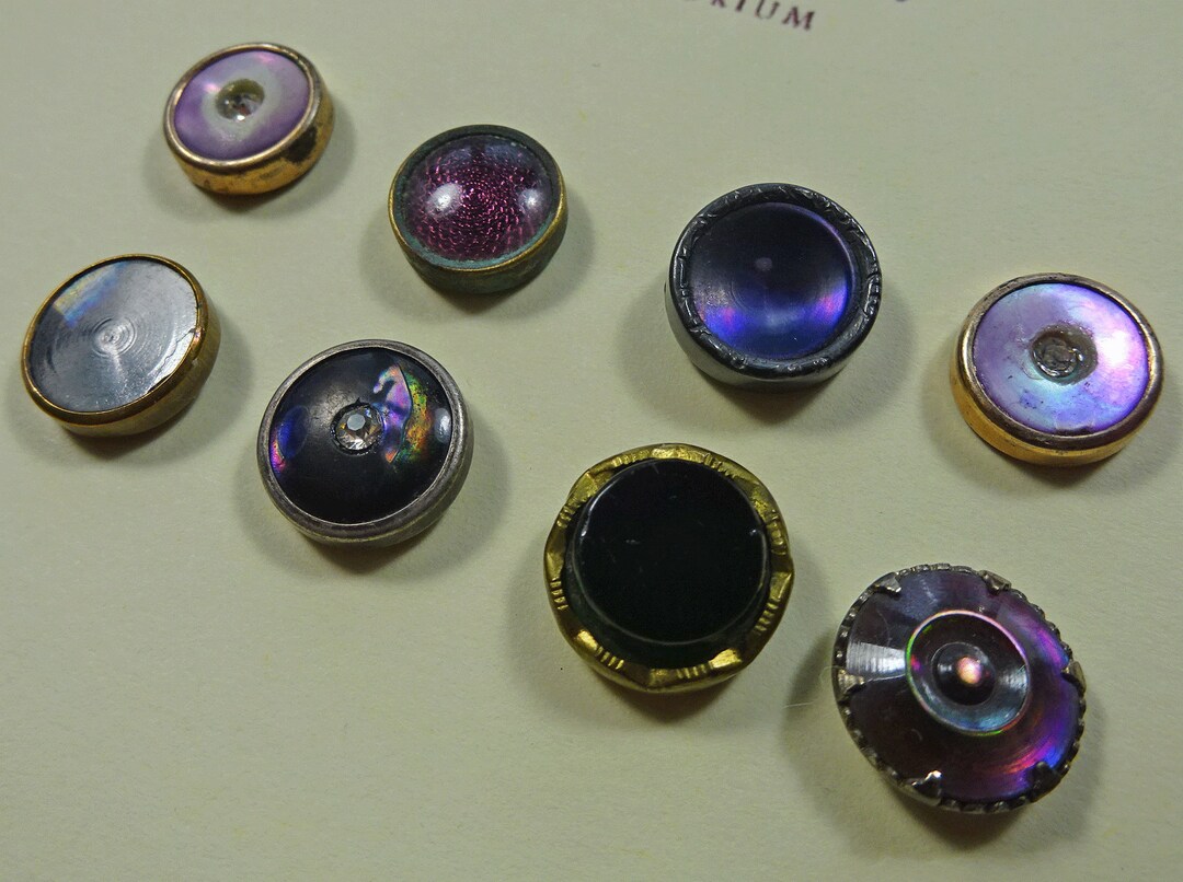 Group of small vintage/antique buttons shades of purple dyed pearl ...
