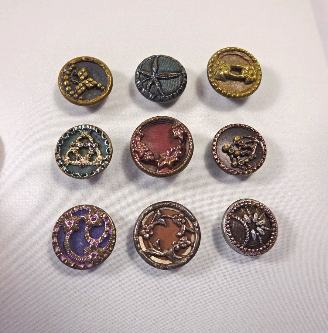 Collection of 9 Small Vintage/antique Buttons Austrian Tinies Assorted ...
