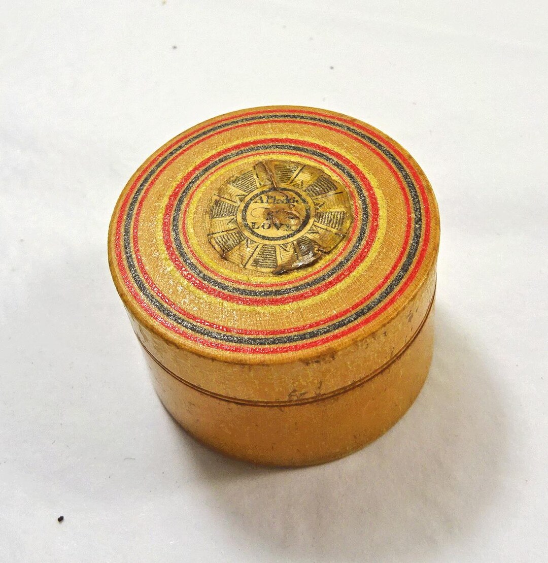 Antique Small White Wood Painted Tunbridge Ware Box - A Pledge of Love ...