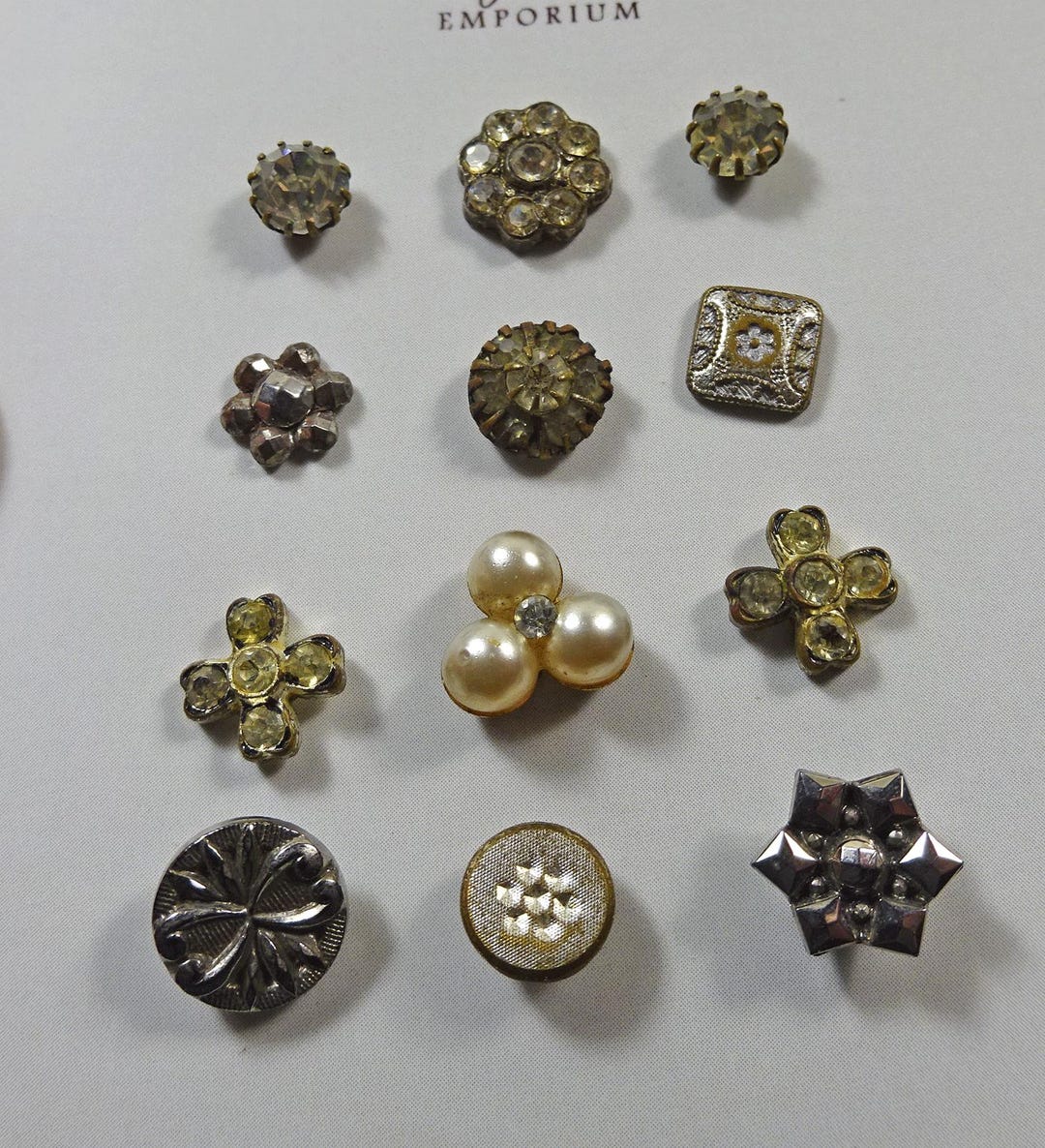 Collection of 12 Antique/vintage Small Buttons, Silver Tones - Metal ...