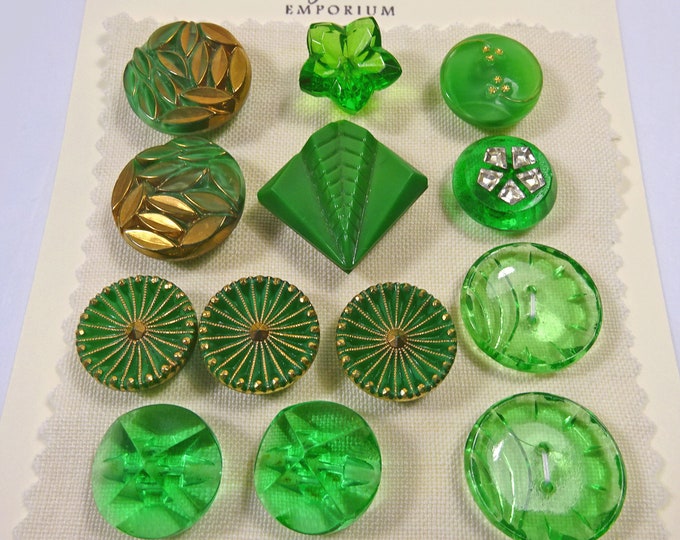 Vintage Buttons Green Glass, Opaque and Translucent ref SEB873 - Etsy