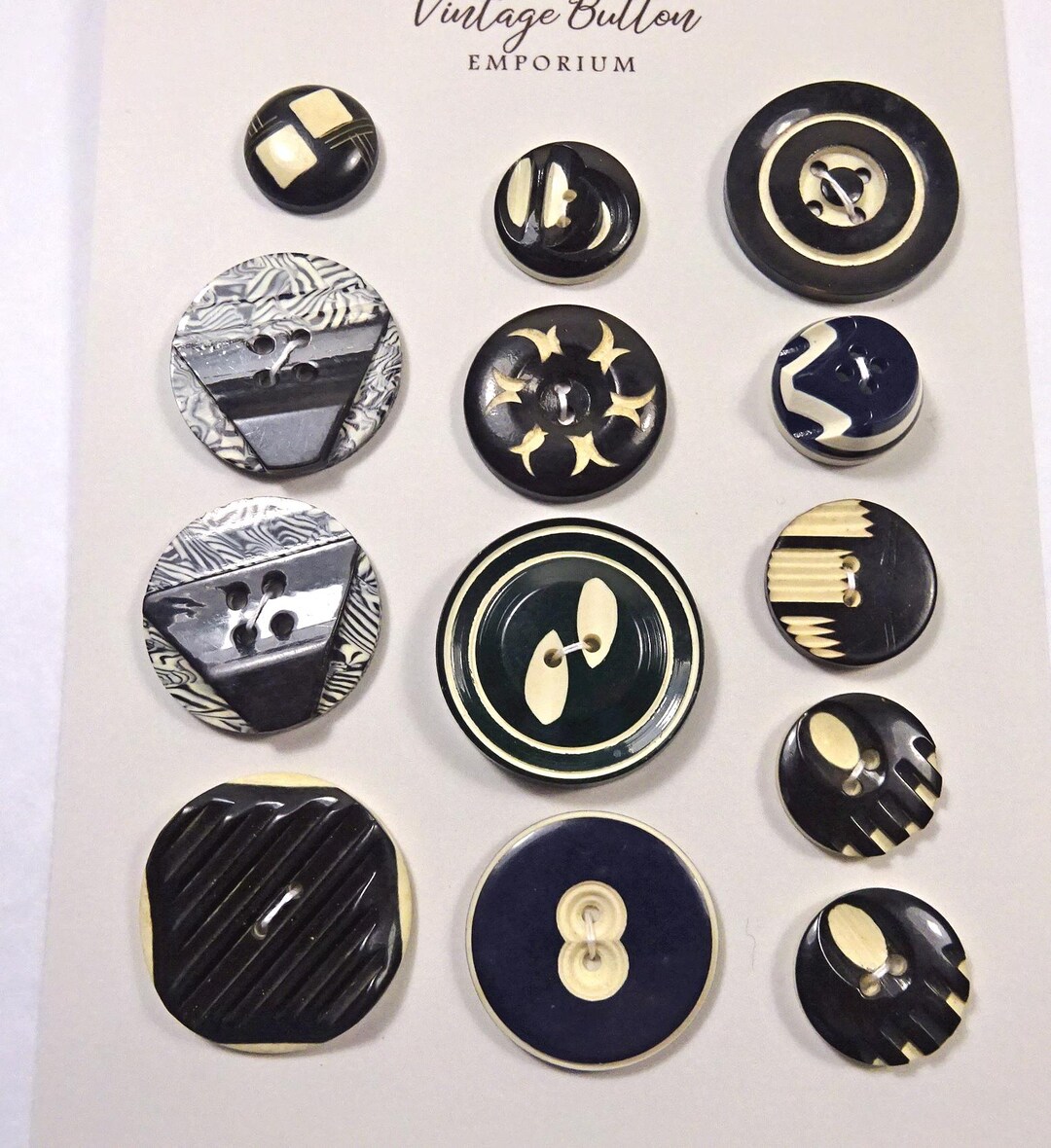 Vintage Art Deco Buttons - Black and White, Two-tone, Molded and ...