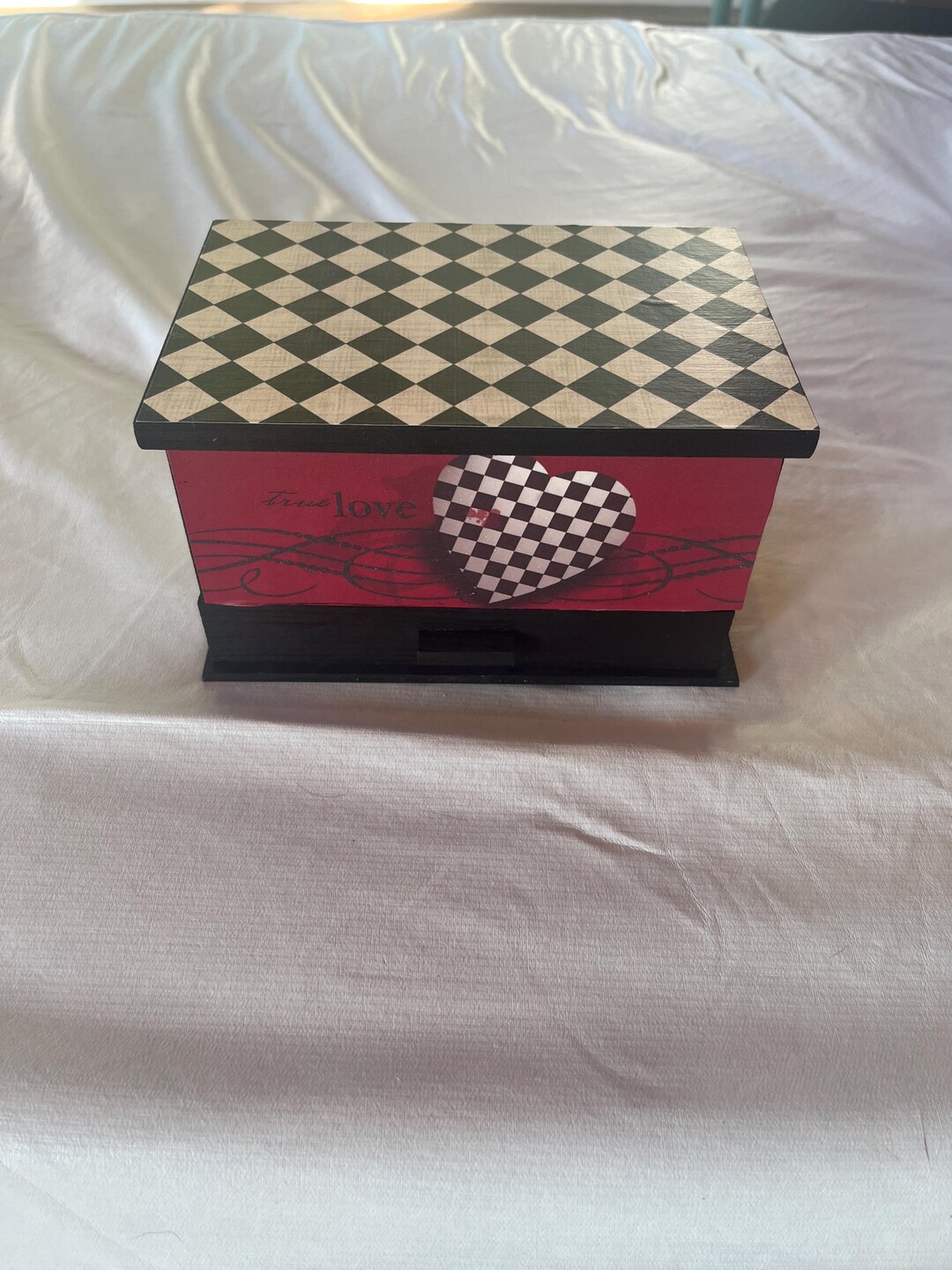 True Love Checkered Heart Jewelry Box Whimsigoth - Etsy