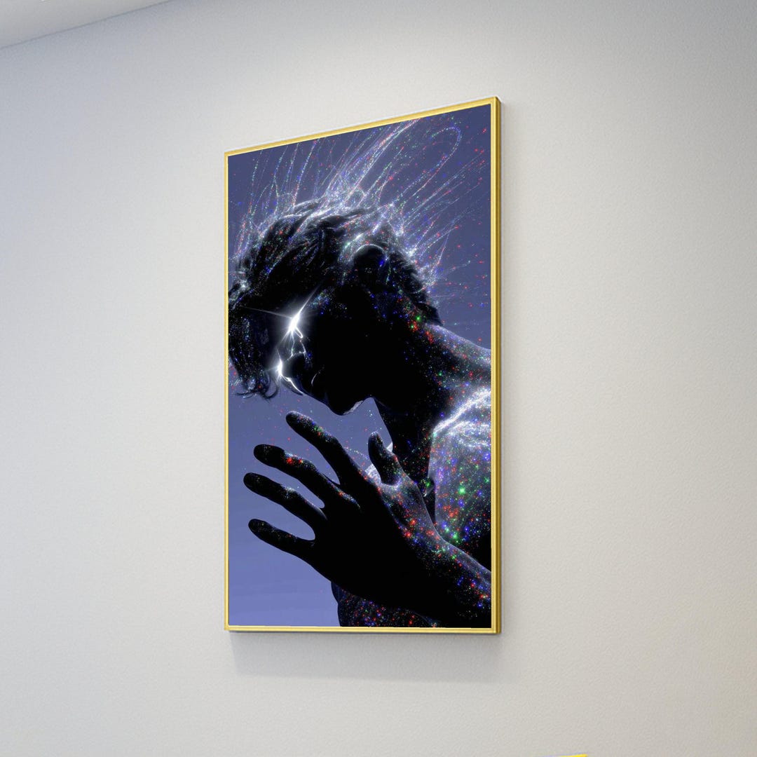 Cosmic Human Silhouette Canvas, Galaxy Light Effect Wall Art, Abstract ...