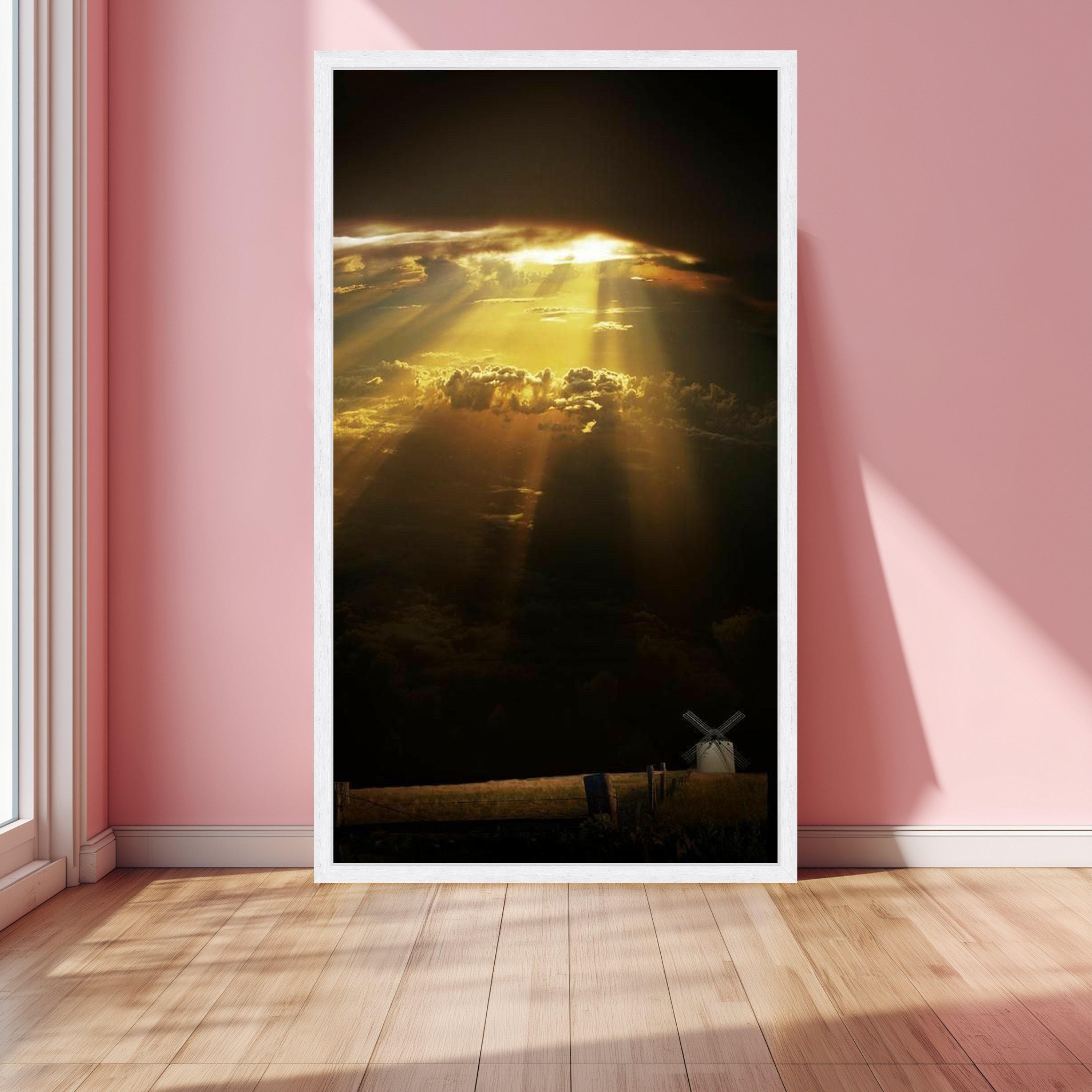 Golden Sunbeams Breaking Through Clouds Canvas, Dramatic Sky Wall Art ...