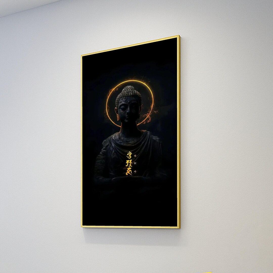 Meditative Buddha Silhouette Canvas, Spiritual Zen Wall Art, Golden ...